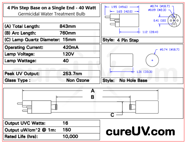 Ampoule UVC de remplacement Hydro-Safe HSUV-SS-24-2