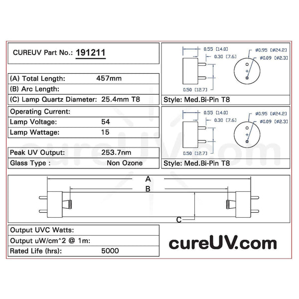 Philips - TUV G15T8 Air/Water Treatment Germicidal UV Light Bulb