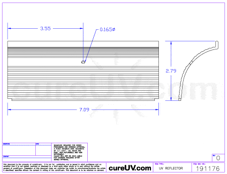 UViterno Part # Mono-Jumbo 8015 UV Curing Extruded Polished Reflector