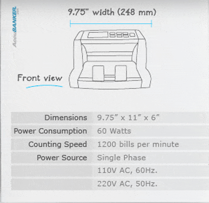 Compteur de billets numérique commercial avec détection UV et MG - Acc